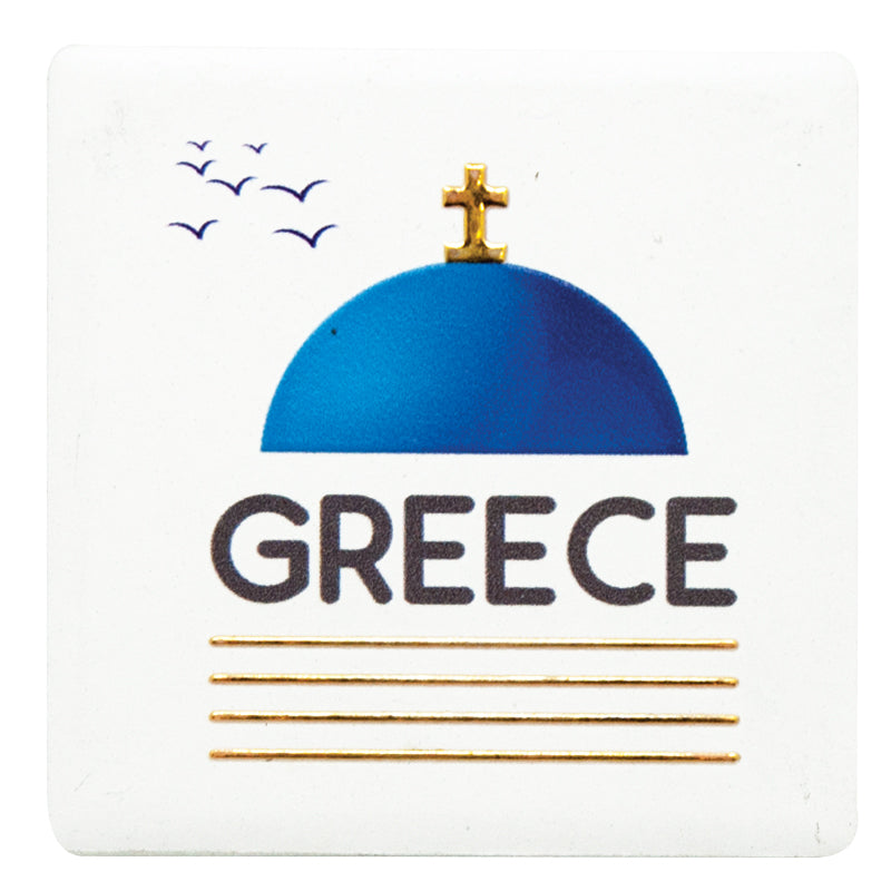 Ceramic Coaster - "Greece" - Greek Church - 6 coasters – Greek Market