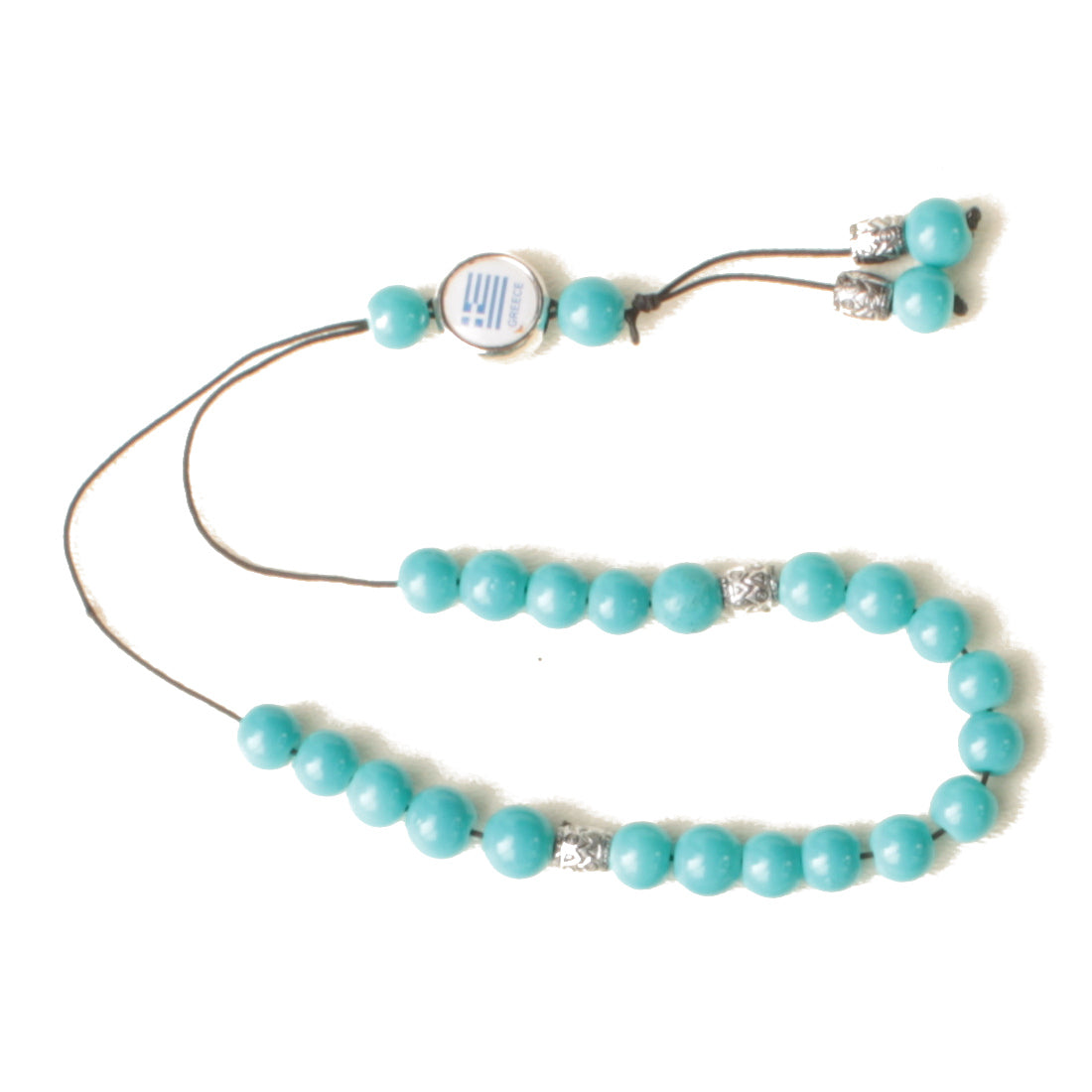 Worry Beads - Classic - Greek Flag Charm - Turquoise - 1 pc. – Greek Market