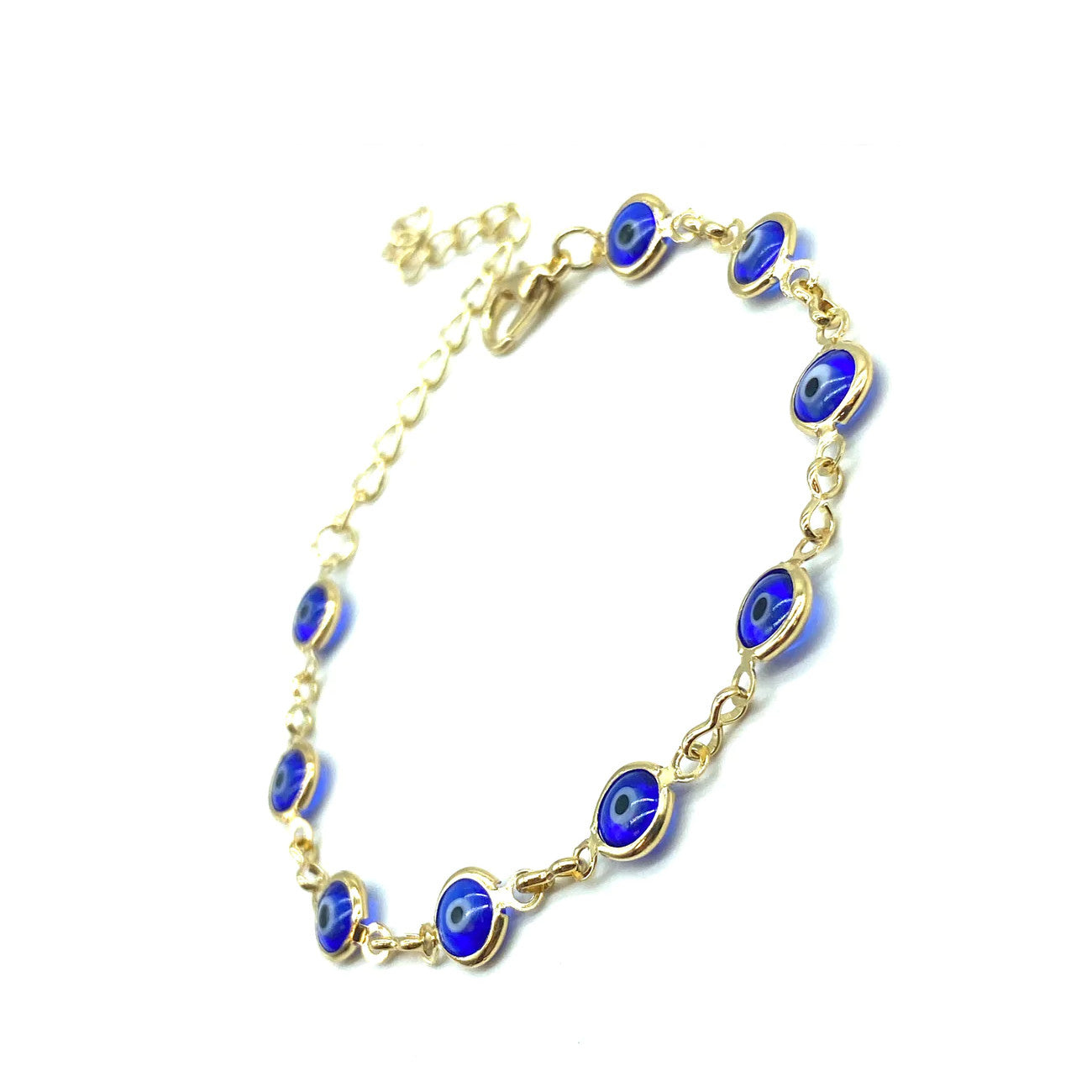 Gold Plated Evil Eye Charm Bracelet - Dark Blue - 1 pc – Greek Market