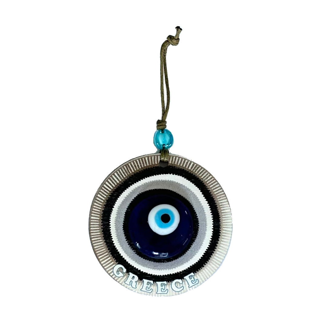 Hanging Charm With Evil Eye Glass Charm and "Greece" - 3" - 1 pc ...